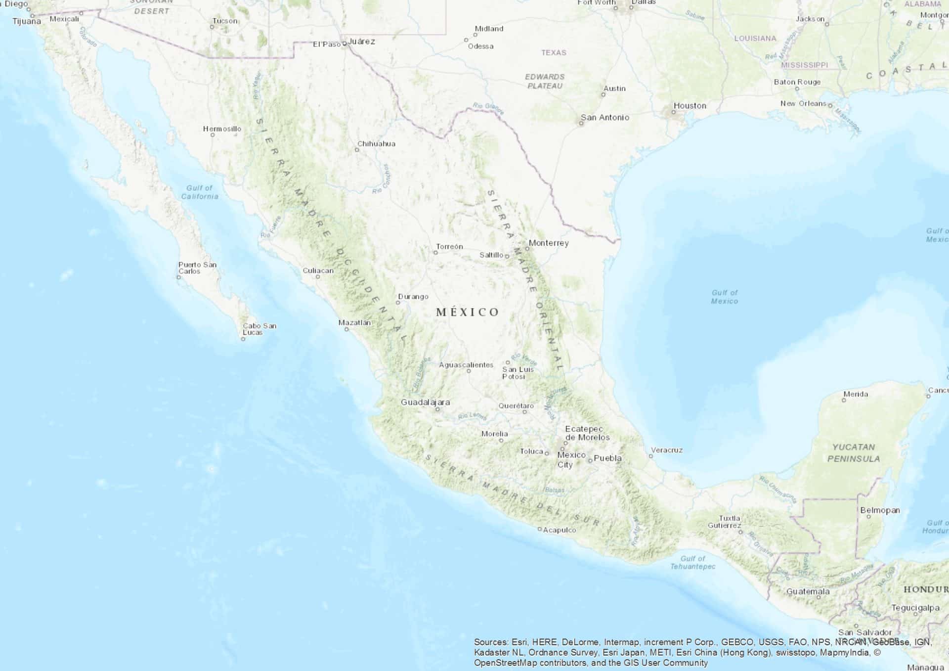 Topo-Mexico-ESRI